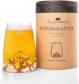 Alaskan Maker Verre long 450ml - Borosilicate de qualit&eacute; sup&eacute;rieure souffl&eacute; artisanalement avec les montagnes en relief | Cocktail, bi&egrave;re ou soft TOPOGRAPHIC (Fitz 