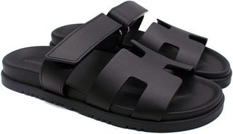 Herm&egrave;s Black Leather Chypre Sandal Size 39