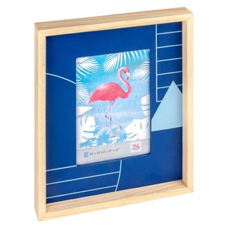 Walther Design Bilderrahmen natur 10 x 15 cm Holzrahmen mit Holzpassepartout, Geometrics Portraitrahmen RT015H