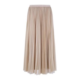 Fabiana Filippi Jupe Midi Pliss&eacute;e en Tulle - Femme - Jupes - Beige - Taille: 36 FR