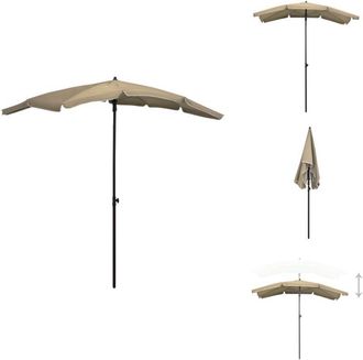 vidaXL Parasol de jardin avec m&acirc;t 200x130 cm taupe - Parasol De Jardin - Parasol Exterieur - Parasol Rectangulaire - Parasol Taupe - Parasol Pliable