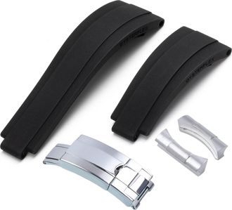 Generic YZCIS Geeignet f&uuml;r Kautschuk-Uhrenarmband 20 mm, 21 mm mit silberner Schnalle und Bogenverbindungen. Ursprung China