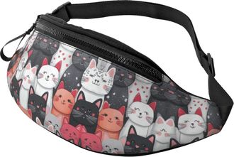 Generic Multifunktionale Umh&auml;ngetaschen Katzen-Print Sporttasche Umh&auml;ngetaschen Brusttasche F&uuml;r Joggen Aktivit&auml;ten Camping 14X35Cm