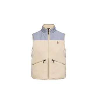 Moncler Moncler Teddy & Chambray Gilet, Women, Beige, Size: Xs