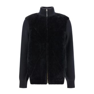 Loewe Shearling Fold Jacke mit hohem Kragen - - Jackets - Damen - Schwarzk - M