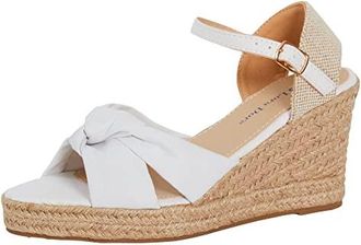 Lora Dora Sandales compensées à bout ouvert pour femme - Espadrilles compensées à lanières nouées - Sangle de cheville - Boucle réglable - Chaussures classiques