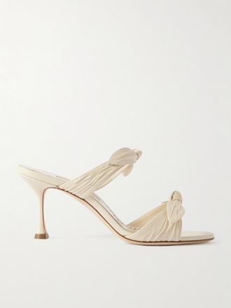 Manolo Blahnik Mules En Cuir À Noeuds Lollo 70 - Crème