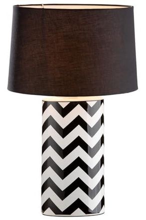 Gilde Tischleuchte Illusion - Keramik - Zick-Zack Muster - Schwarz - H&ouml;he 65cm x Breite 42cm