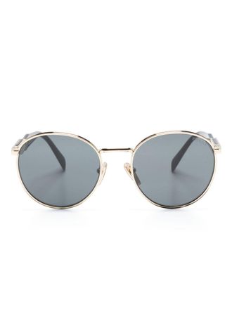 Prada Runde Sonnenbrille mit Logo-Gravur - Schwarz