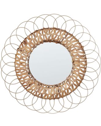 Beliani Dekorativer Wandspiegel rund Boho-Stil Wasserhyazinthe nat&uuml;rlich &oslash; 67 cm Pamol