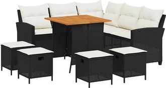 vidaXL Vidaxl - Set Divani Da Giardino 6 Pz Con Cuscini Forma L Polyrattan Nero
