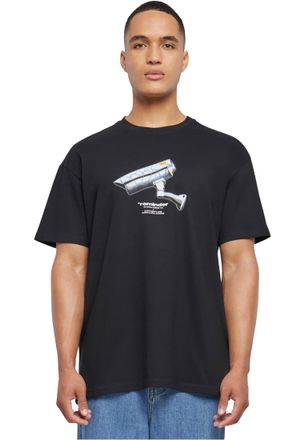 Mister Tee Herren CCTV Oversize T-Shirt - Lockerer Fit, Urban Print mit Überwachungskamera, Statement Streetwear aus Heavy Cotton, Black, M
