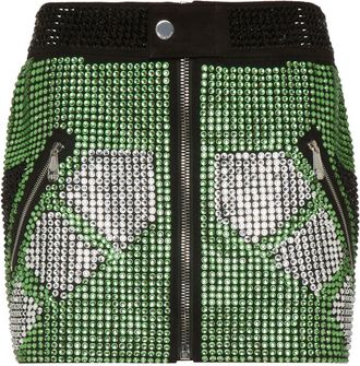 Philipp Plein Rock mit Kristallen - Grün