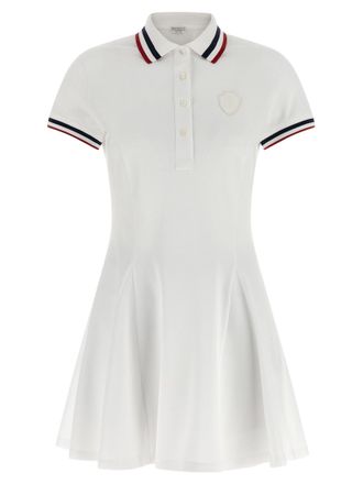 Brunello Cucinelli Striped Collar Piquet Cotton Polo Dress - White