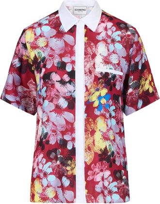 Iceberg Femme, Blouses et Chemises, Multicolore, Taille: 34 FR Chemise &agrave; Manches Courtes avec Motifs