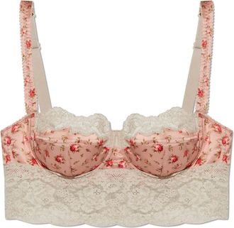 Dolce & Gabbana Femme, Sous-v&ecirc;tements, Beige, Taille: 95B FR Balconnet en satin et dentelle &agrave; petit imprim&eacute; de roses