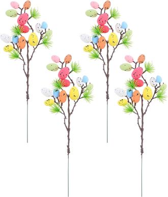 Pretyzoom 4 St&uuml;cke K&uuml;nstlicher Ostereier Zweig Osterdeko Eier Blumenstrau&szlig; Dekozweige Kunstblumen Gesteck Vase Kinder Bastelset DIY Kranz Girlande Blumenarrange
