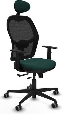 Piqueras y Crespo Gr&uuml;ner Drehstuhl mit 1D-Armen, h&ouml;henverstellbarer Lendenwirbelst&uuml;tze und festem Kopfteil, ausgestattet mit Syncro/Traslack und injiziertem Schaum. Sch