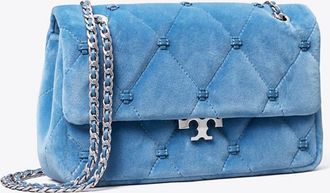 Tory Burch Kleine Bunny Knot Schultertasche aus Samt