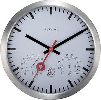 NeXtime 4307ST Wanduhr, Aluminium, Silber, 35cm