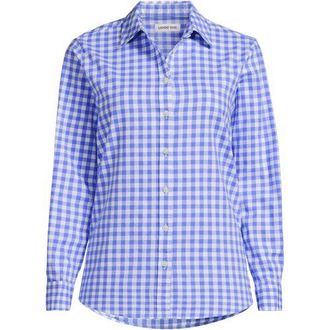 Lands End Lange leichte Flanellbluse, Damen, Gr&ouml;&szlig;e:56-58 plus, Blau, by Lands End