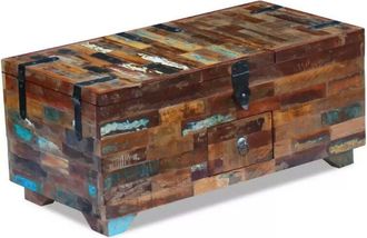 Les Tendances Table basse rectangulaire avec coffre bois massif recycl&eacute; Lau