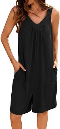 Generic Body court sans manches pour femme - Barboteuse d&eacute;t&eacute; pour femmes grande taille - Salopette ample short combinaison grande taille combinaison d&eacute;t&eacute; tout