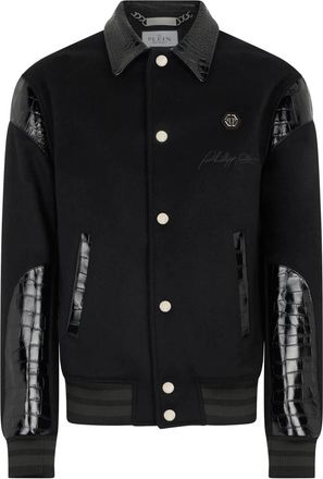 Philipp Plein Homme, Vestes, Noir, Taille: 3XL Coster Jacket With Cocco Inserts