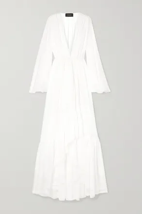 Rasario Mantel Aus Seidenchiffon Mit Raffungen - Elfenbein