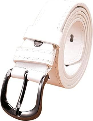 Generic Ceinture tendance en cuir avec boucle pour femme - Couleur pure - Style d&eacute;contract&eacute;, blanc, taille unique