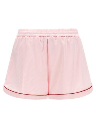 Off-white Contrast-Piped Viscose Bermuda Shorts - Pink