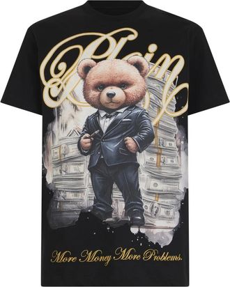 Philipp Plein Homme, Tops, Noir, Taille: M Round Neck T-Shirt Teddy Tuxedo