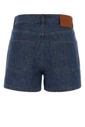 Fendi Womens Cotton Denim Shorts Navy