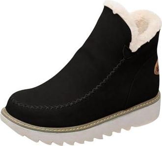 Generic Bottes de neige plates dhiver pour femme - Bottines de neige classiques antidérapantes - Confortables et chaudes - En fausse fourrure - Confortables e