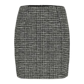 Cream Schwarzer Wei&szlig;er Boucle-Karorock - - Skirts - Damen - Grau - 2XL