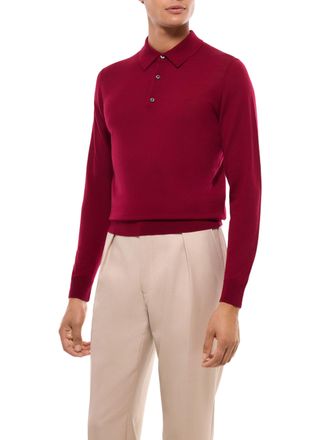 Fursac Polo &agrave; manches longues en laine m&eacute;rinos - Taille XXL - Homme