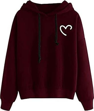 Generic Pull à capuche pour femme noir - Sweat-shirt surdimensionné décontracté pour femme - Sweatshirts sans capuche grande taille - Pull à capuche de couleu