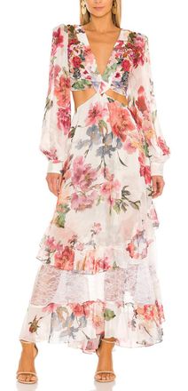 PatBo Cut Out Floral Embellished Maxi Dress Size S