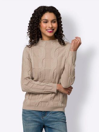 Heine Strickpullover Stehkragen-Pullover Langarm Zopfmuster