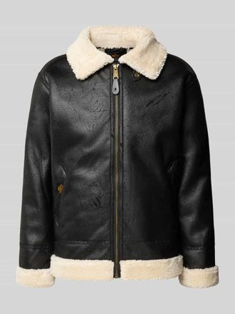 Alpha Industries Relaxed Fit Jacke in Leder-Optik mit Umlegekragen
