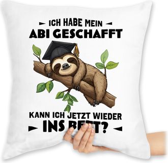 Shirtracer Kissen 40x40 Zierkissen - Ich habe mein Abi geschafft Faultier I Abi Geschenk Ideen Abitur 2025 Geschenke zum Abitur Abschluss Geschenke - 40 x 40 cm 