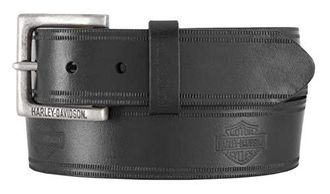 Harley-Davidson Harley-Davidson Low Ride B&S Ceinture en cuir v&eacute;ritable pour homme Boucle en nickel antique, noir, 40