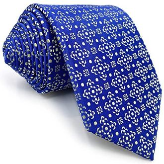 Shlax & Wing Cravates Homme Floral Bleu Azur avec Cravate Jaune Clair Taille Classique 147cmx8cm