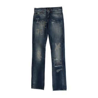 Roberto Cavalli Blue Wash Torn Cotton Straight Fit Jeans - - Jeans - Damen - Blau - W26