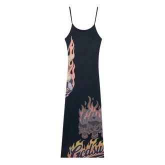 GCDS Riders Long Dress - - Dresses - Damen - Schwarzk - XS