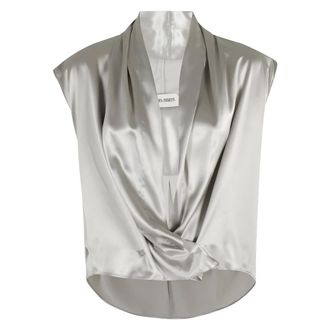 Alberta Ferretti Fuchsia Satin &Auml;rmellose Bluse mit Revers - - Blouses & Shirts - Damen - Wei&szlig; - M
