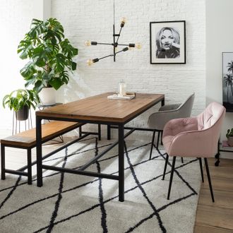 Jack & Alice home24 Armlehnenstuhl TILLY 60 x 84 x 56cm Einzelstuhl Samt Vilda: Altrosa Pink/Altrosa