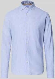 Fil Noir Regular Fit Business-Hemd aus Leinen-Baumwoll-Mix Modell ROMA