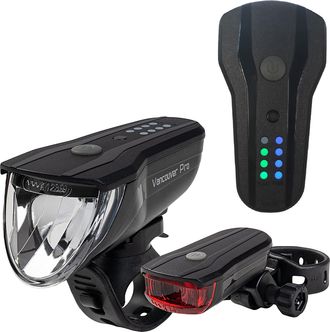 B&uuml;chel Fahrradlicht - Vancouver Pro I StVZO zugelassenes aufladbar I 70/30/15 LUX Leuchst&auml;rke, bis zu 8,5h Akkulaufzeit, Set, LED Licht