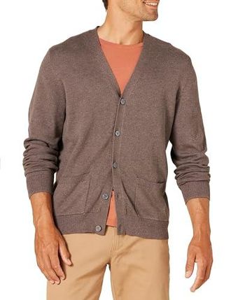Amazon Essentials Pull Cardigan en Coton Homme, Brun Chin&eacute;, XL